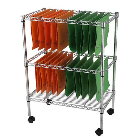 Office Two Tier Rolling File Cart On Wheels