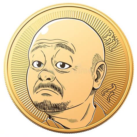 An Illustration Of Meme Coin With Face Of Bald Man Stock Illustration