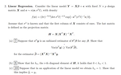 Solved 2 Linear Regression Consider The Linear Model Y Chegg Com
