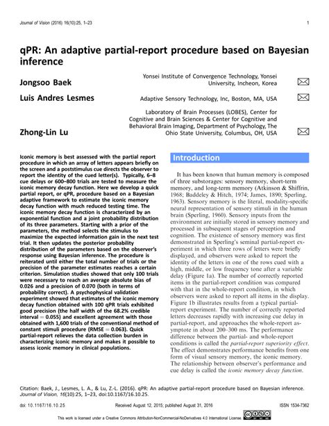 pdf qpr an adaptive partial report procedure based on bayesian inference