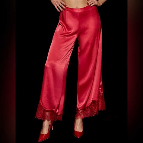 Honey Birdette Amy Red Satin Pants Gem