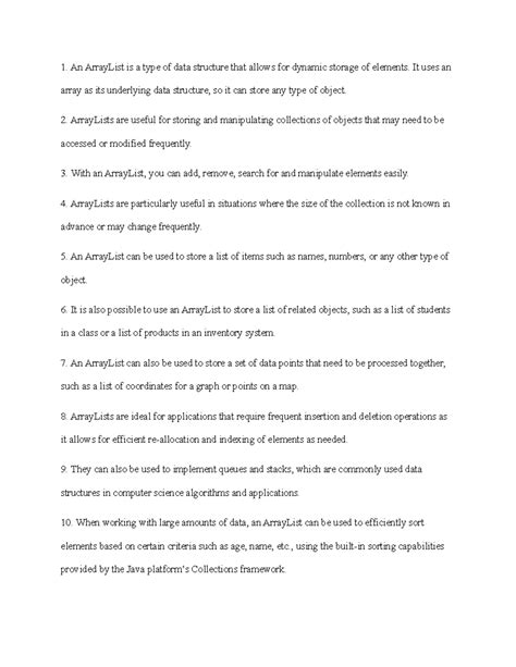 Arraylists Lecture Notes First Semester An Arraylist Is A Type Of