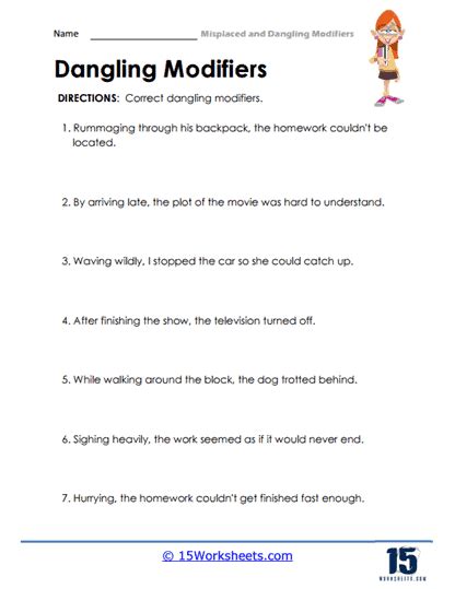Dangling Modifiers Worksheets 15