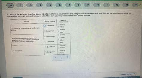 Solved 10 11 For Each Of The Variables Described Below