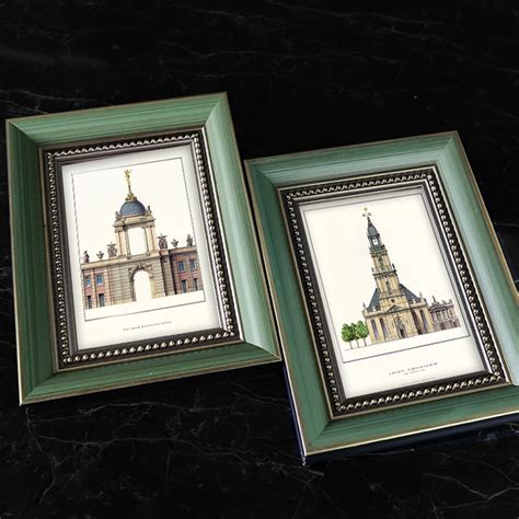 나무 골동품 녹색 Beveled 사진 액자 탁상 디스플레이 벽에 대 한 골치 아픈 건 테두리 홈액자 Aliexpress