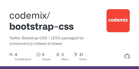 GitHub Codemix Bootstrap Css Twitter Bootstrap CSS LESS Packaged For Component Js Instead
