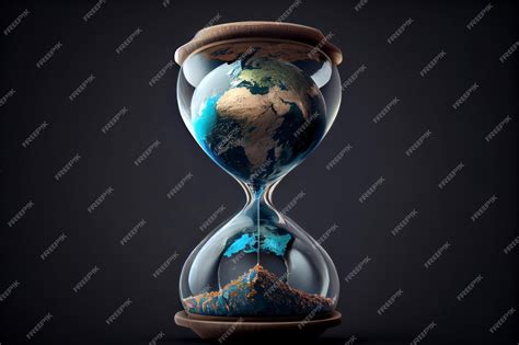 모래 시계 명확한 배경에서 지구 행성 지구 온난화 개념 생성 인공 지능 프리미엄 사진