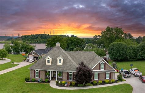 American Community Houses In Us Suburbs View From Above Of Large Residential Homes In Small
