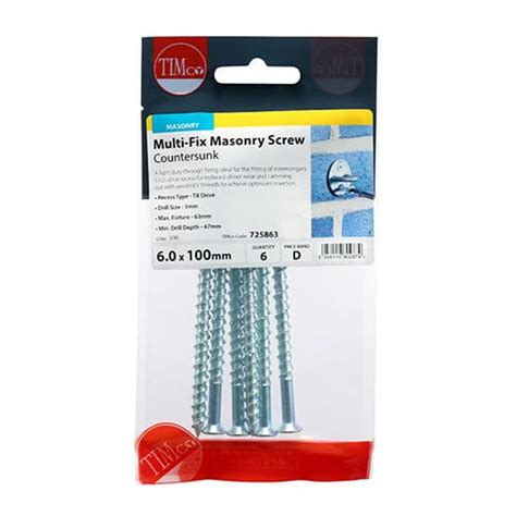 Timco Masonry Screws Countersunk Silver
