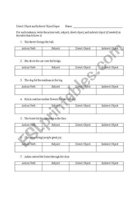 English Worksheets Simple Direct Object And Indirect Object English Worksheets Simple Direct Object And Indirect Object
