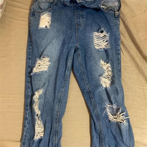 Ripped Jean Overalls From Valley Girl Size Womens Depop