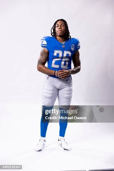 Jahmyr Gibbs Of The Detroit Lions Poses For A Portrait During The