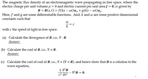 solved the magnetic flux density of an electromagnetic wave