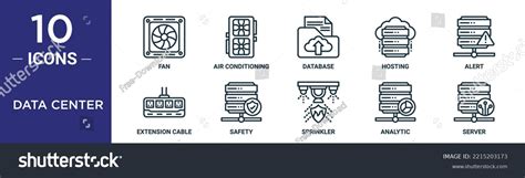 Data Center Outline Icon Set Includes Stock Vector Royalty Free 2215203173 Shutterstock