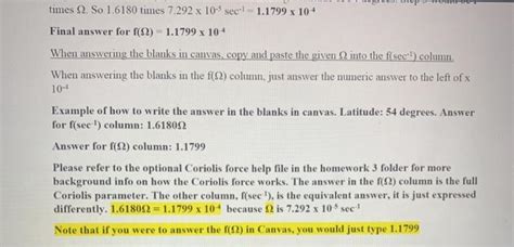 Solved 11 10 Points Coriolis Parameter Calculations