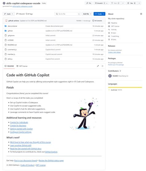 Completed Code With Github Copilot Course Haocheng Lin Posted On The Topic Linkedin