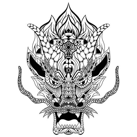 Line Drawing Of Dragon Head At Jesse Vickers Blog