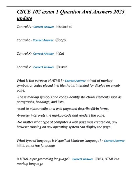 Csce 102 Exam 1 Question And Answers 2023 Update Csce 102 Exa 1