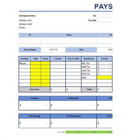 Pay Stub Excel Template