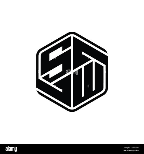 Sw Letter Logo Monogram Hexagon Shape With Ornament Abstract Isolated Outline Design Template