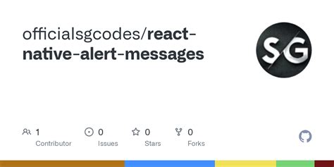 Github Officialsgcodesreact Native Alert Messages