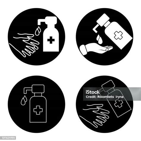 손 소독제 스테이션 물 방울액체 비누 병 손을 씻으세요 보습 살균제를 바르고 있습니다 위생 절차의 아이콘 멸균 표면 디스펜서 방부제 알코올 젤 건강관리와 의술에 대한 스톡