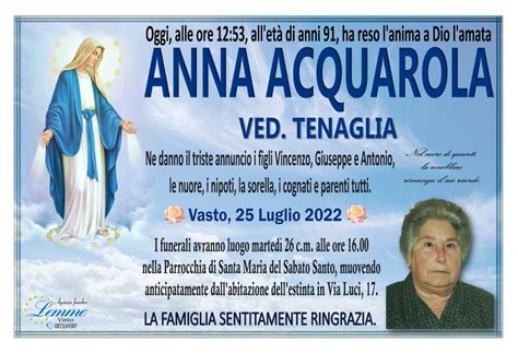 Anna Acquarola Vedova Tenaglia