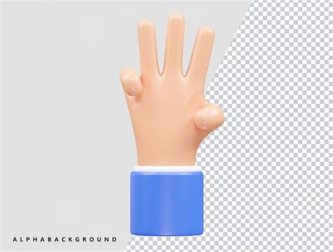 손 3d 벡터 아이콘 그림 렌더링 투명 요소 프리미엄 Psd 파일