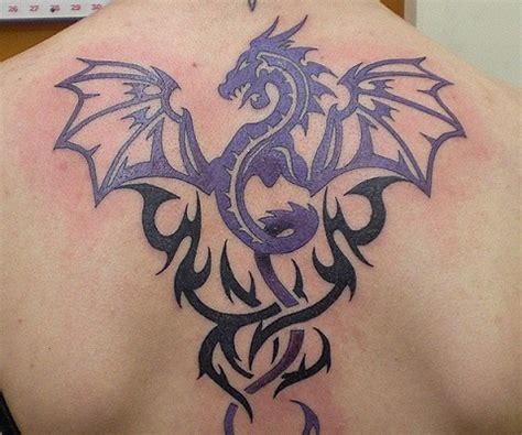 Tribal Dragon Back Tattoo