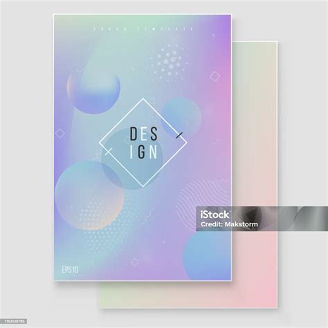 자필 서류상 마술 포 일 대리석 덮개 벡터 세트 브로셔 배너 벽지 모바일 화면에 대 한 최소한의 소식통 디자인 무지개 빛깔의 그래픽 이랑 3차원 형태에 대한 스톡 벡터 아트