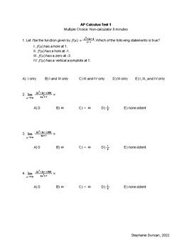 AP Calculus AB Test Curriculum Packet By Stephanie Duncan TPT