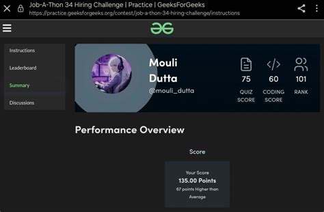 mouli dutta on linkedin geeksforgeeks job a thon contest
