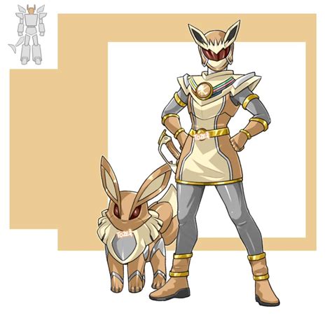 To Ze Eevee Nintendo Pokemon Power Rangers Super Sentai 1girl Bodysuit Boots Brown