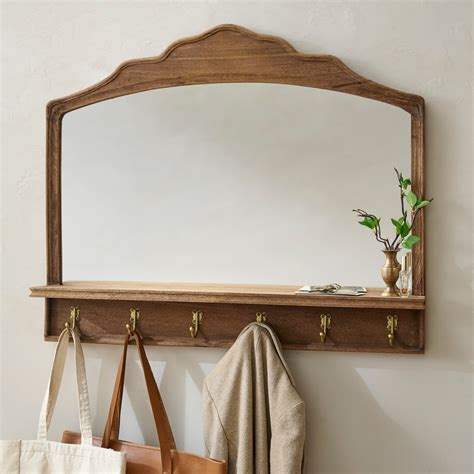 Oversized James Mirror With Hooks And Shelf Magnolia