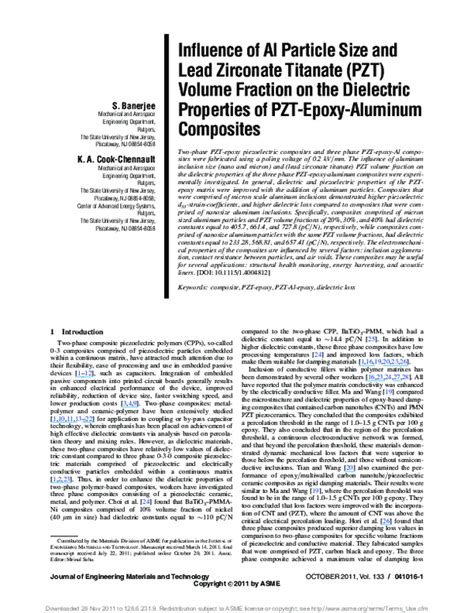 Pdf Influence Of Al Particle Size And Pzt Volume Fraction On The