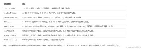 快速了解mysql数据类型 Csdn博客