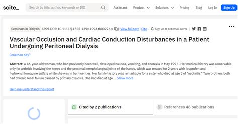 Vascular Occlusion And Cardiac Conduction Disturbances In A Patient Undergoing Peritoneal