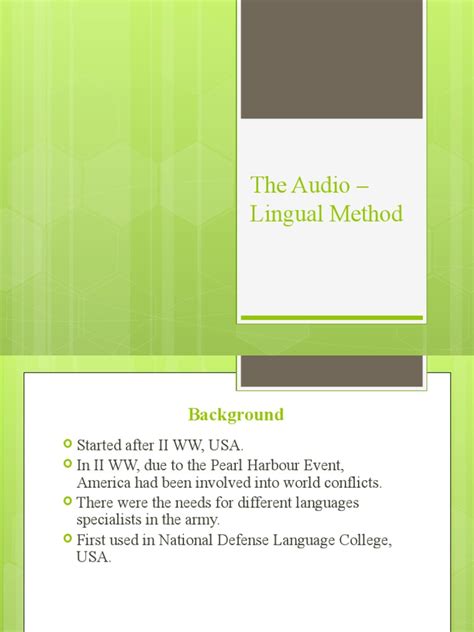 The Audio Lingual Method Pdf Second Language Habits