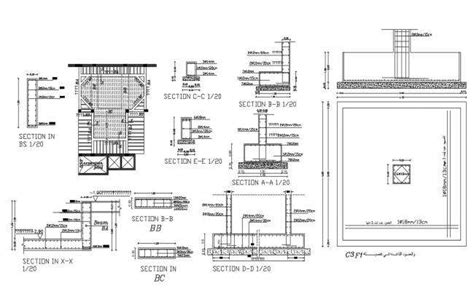 Column Structure Plan And Sectional Detail 2d View Cad Construction Unit Autocad File Cadbull