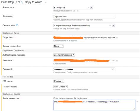 Teamcity Ftp Upload To Azure Fails Stack Overflow