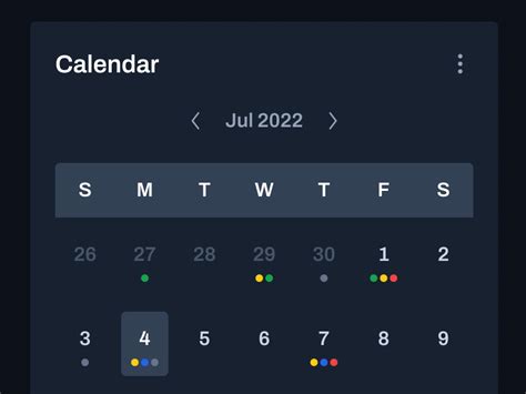 Figma Dashboard Template Calendar Dark Ui By Roman Kamushken For Setproduct On Dribbble