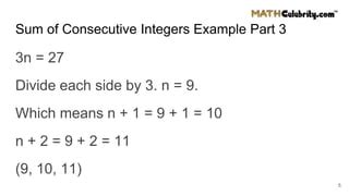 Sum Of Consecutive Integers PPTX