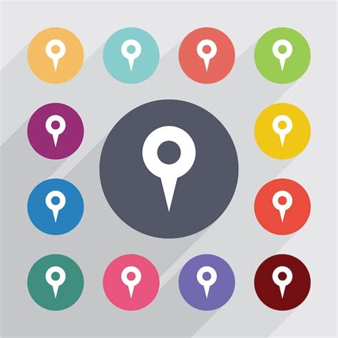 Premium Vector Map Pin Flat Icons Set Round Colourful Buttons Vector