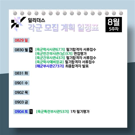 모집계획 육군 해군 공군 해병대 8월 5주차 네이버 블로그