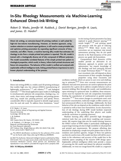 advanced intelligent systems 2024 weeks in‐situ rheology measurements via machine‐learning