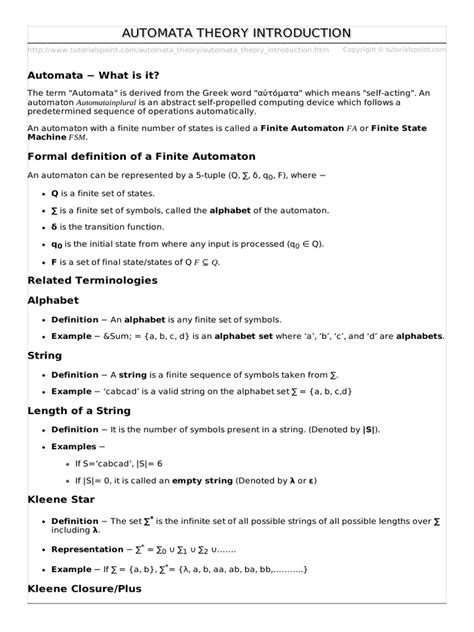 Automata Theory Pdf Syntax Logic Models Of Computation