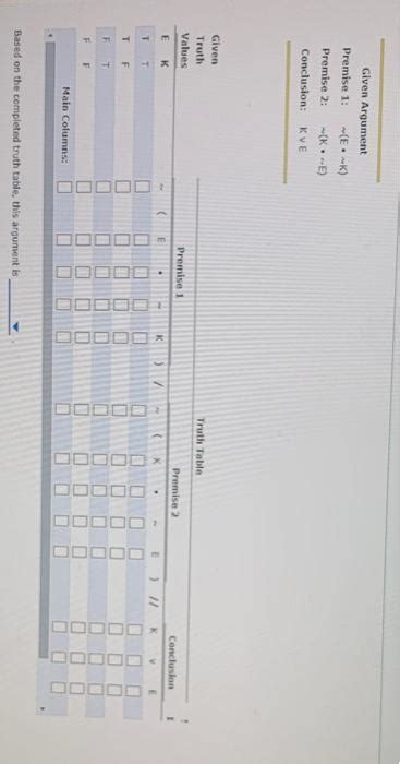 Given Argument Premise 1 E Premise 2 K