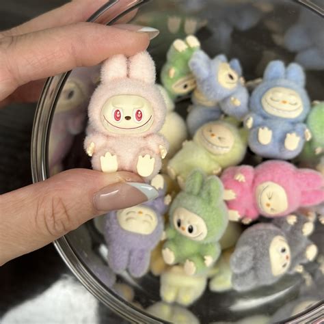 Mini Cute Labubu Doll Flocking Vinyl Kawaii Doll Pendant Accessories