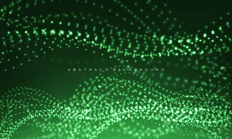 Abstract Green Particles Flow Wave Dot Landscape Digital Data Structure