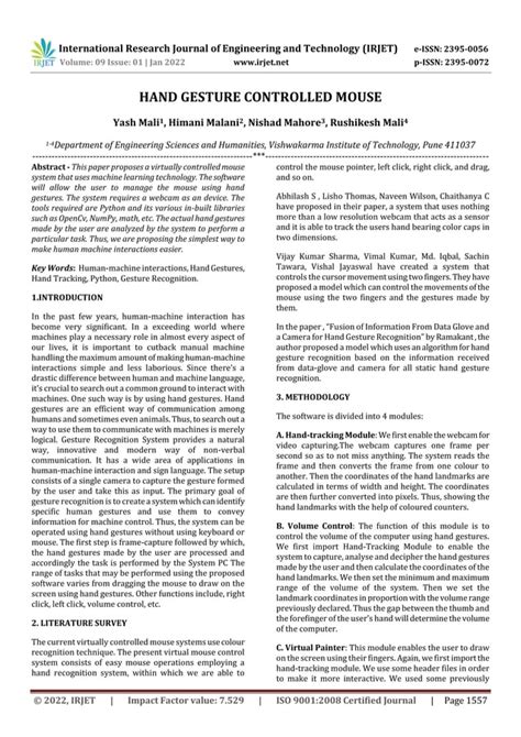 HAND GESTURE CONTROLLED MOUSE PDF